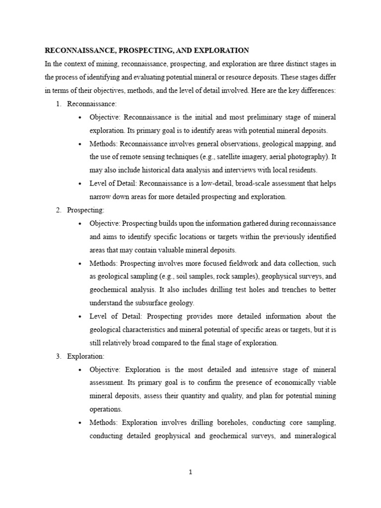 RECONNAISSANCE | PDF | Prospecting | Exploration