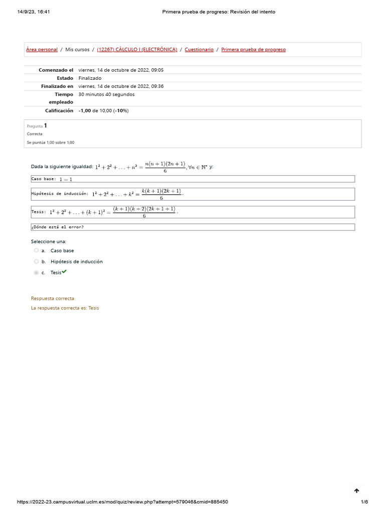 Primera Prueba de Progreso - Revisión Del Intento | PDF