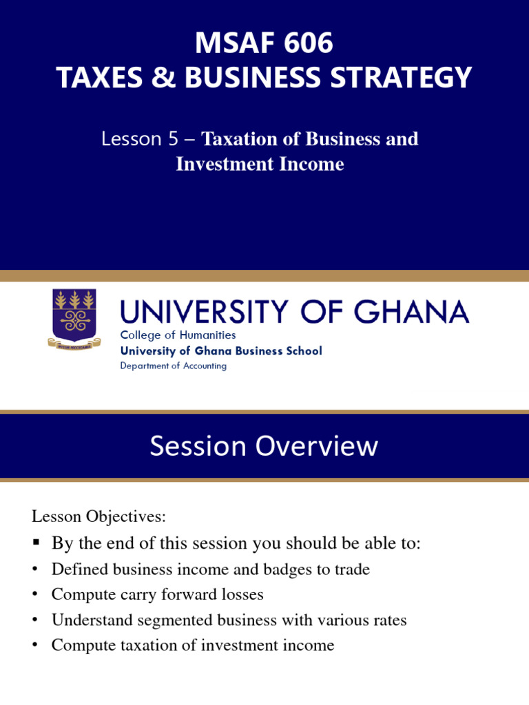 Lesson 5 Taxation of Business and Investment Income | PDF | Taxes | Tax ...