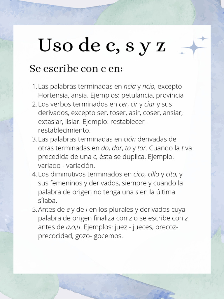 Reglas de C, S y Z | PDF | Sintaxis | Mecánica del lenguaje