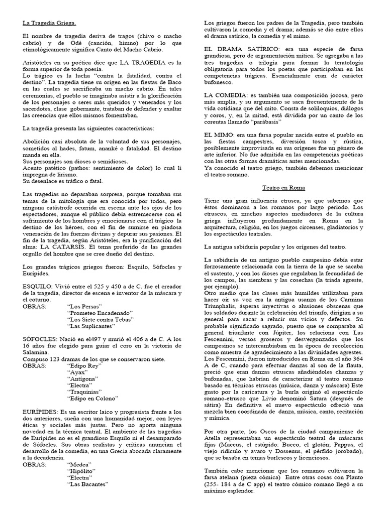 La Tragedia Griega: Orígenes y Características | PDF | Teatro ...