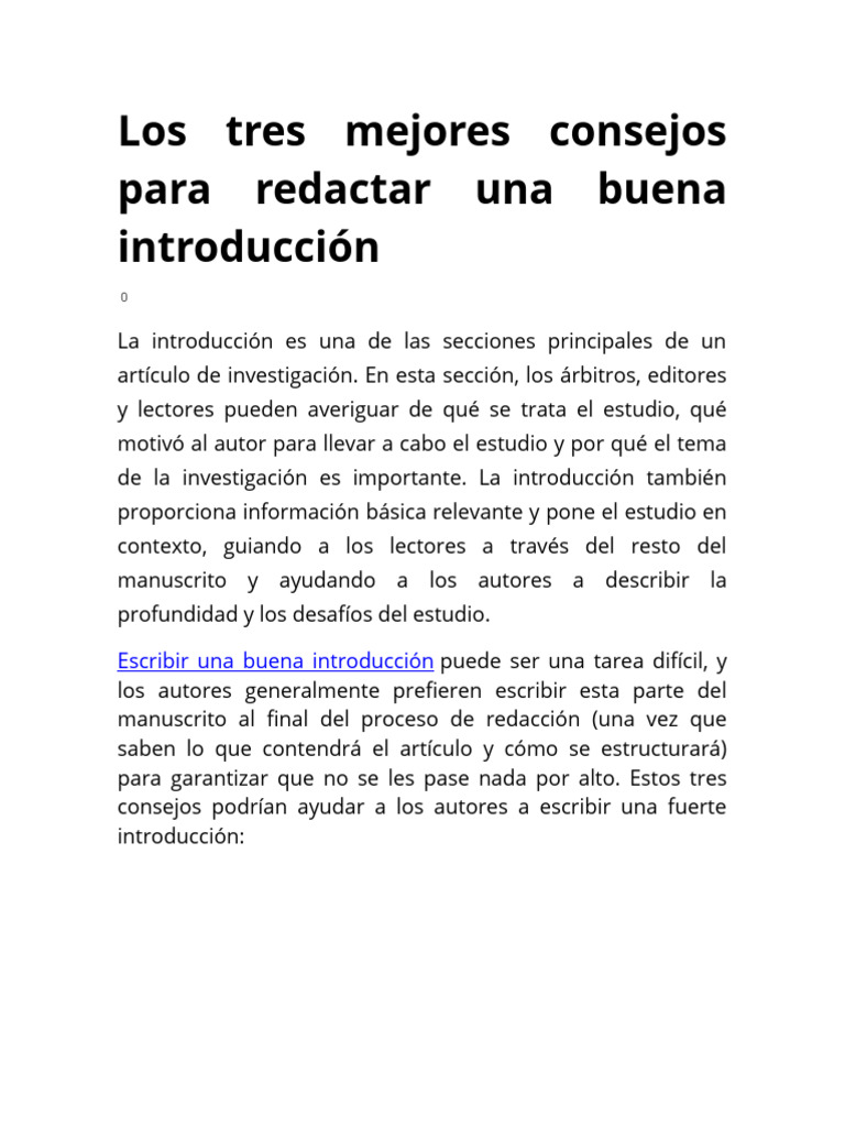 Los Tres Mejores Consejos para Redactar Una Buena Introducción | PDF | Ensayos | Comunicación