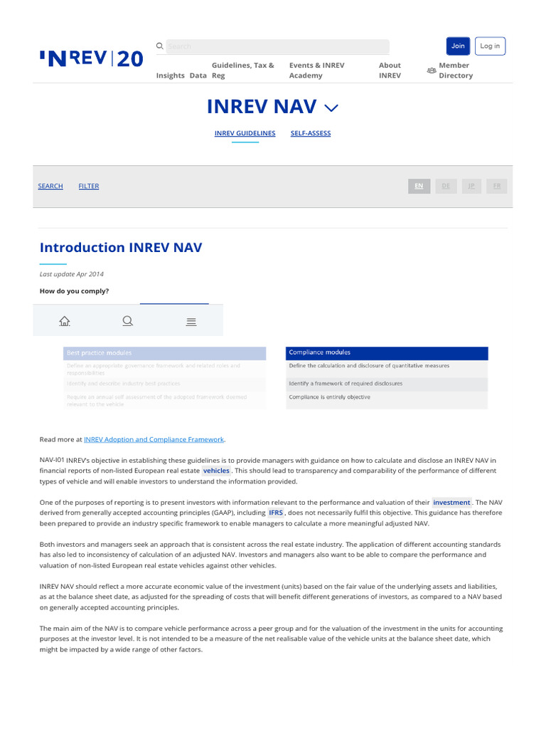 INREV NAV - INREV Guidelines | PDF | Valuation (Finance) | Business