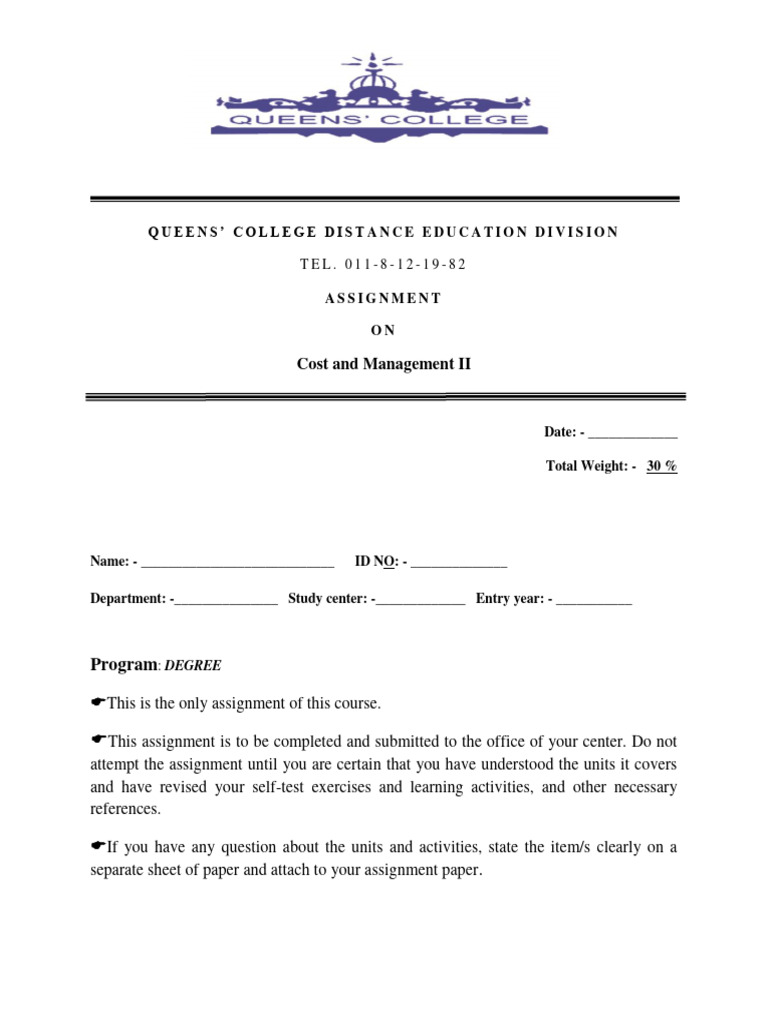 Cost MGT& Acc II | PDF | Cost Accounting | Cost