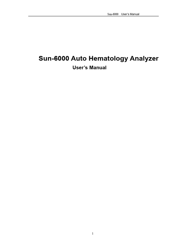 Sun-6000 User's Manual | PDF | White Blood Cell | Red Blood Cell
