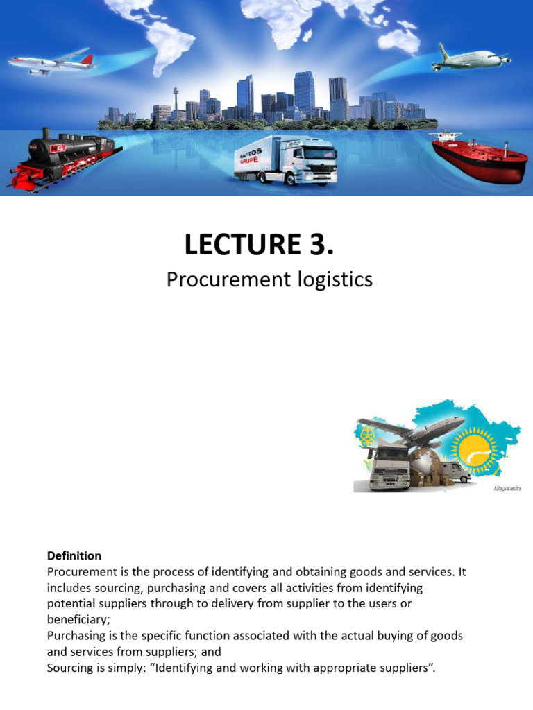 Lecture. Procurement Logistics | PDF | Procurement | Supply Chain