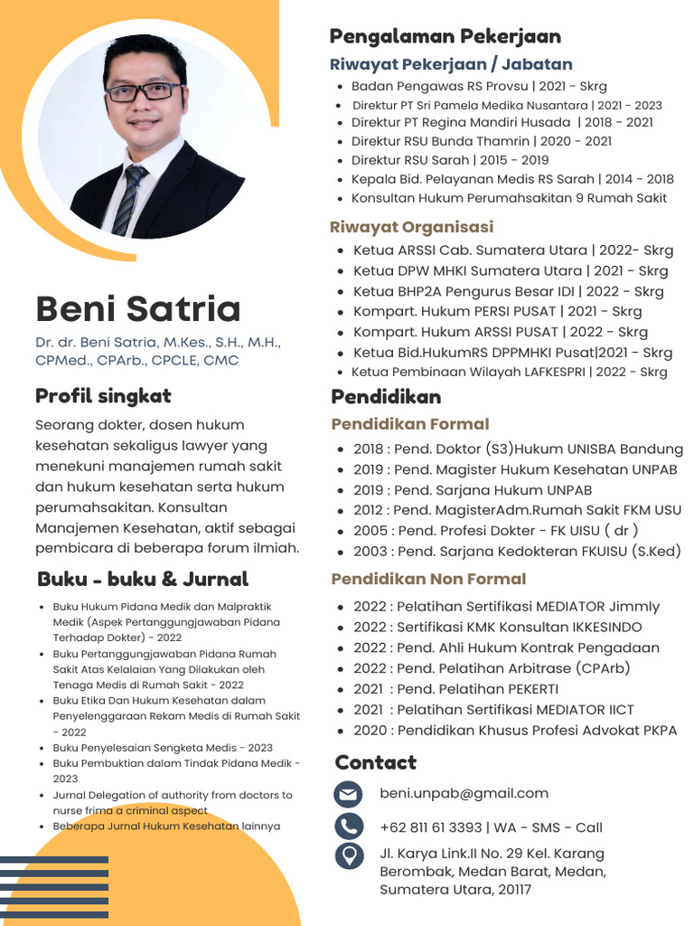 CV DR Beni Satria 2023 | PDF