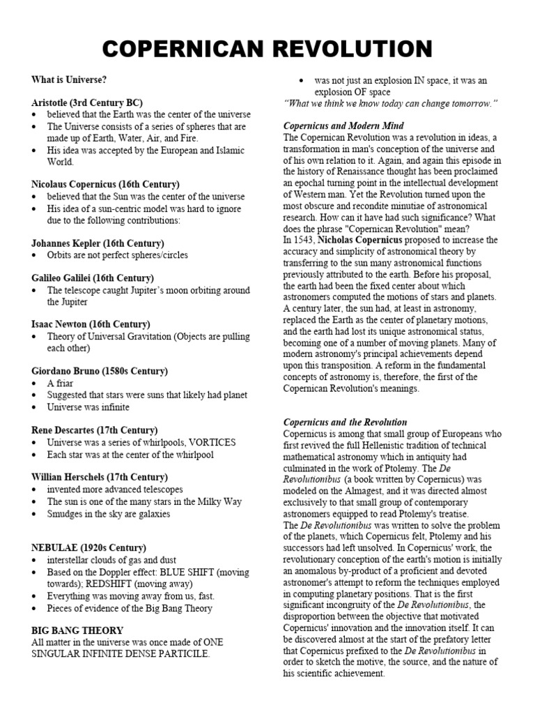 Copernican Revolution | PDF | Heliocentrism | Astronomy