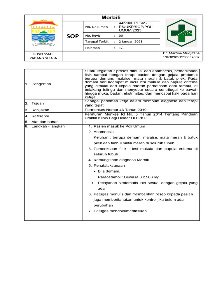 SOP Morbili | PDF | Pengembangan Diri