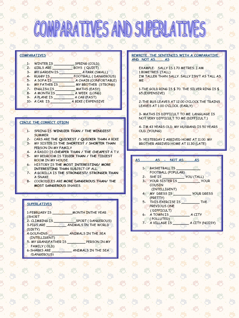 Comparative and Superlative Exercises | PDF