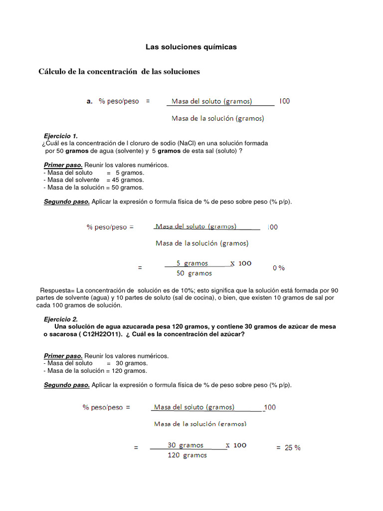 Guia Soluciones Quimicas | PDF | Concentración | Mole (Unidad)
