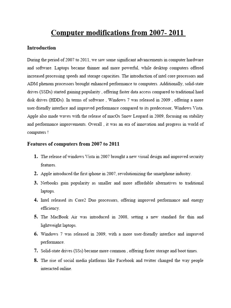 Computer Modifications From 2007 | PDF | Solid State Drive | Laptop