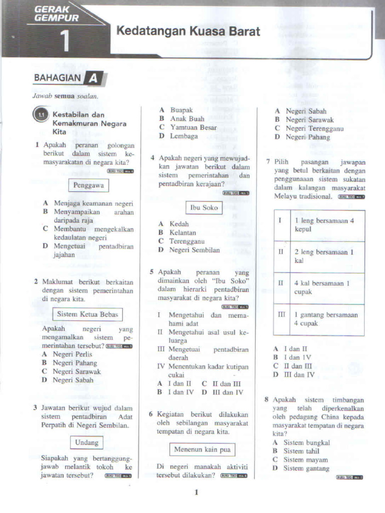 Sejarah Tkt 3-Bab1- Questions | PDF