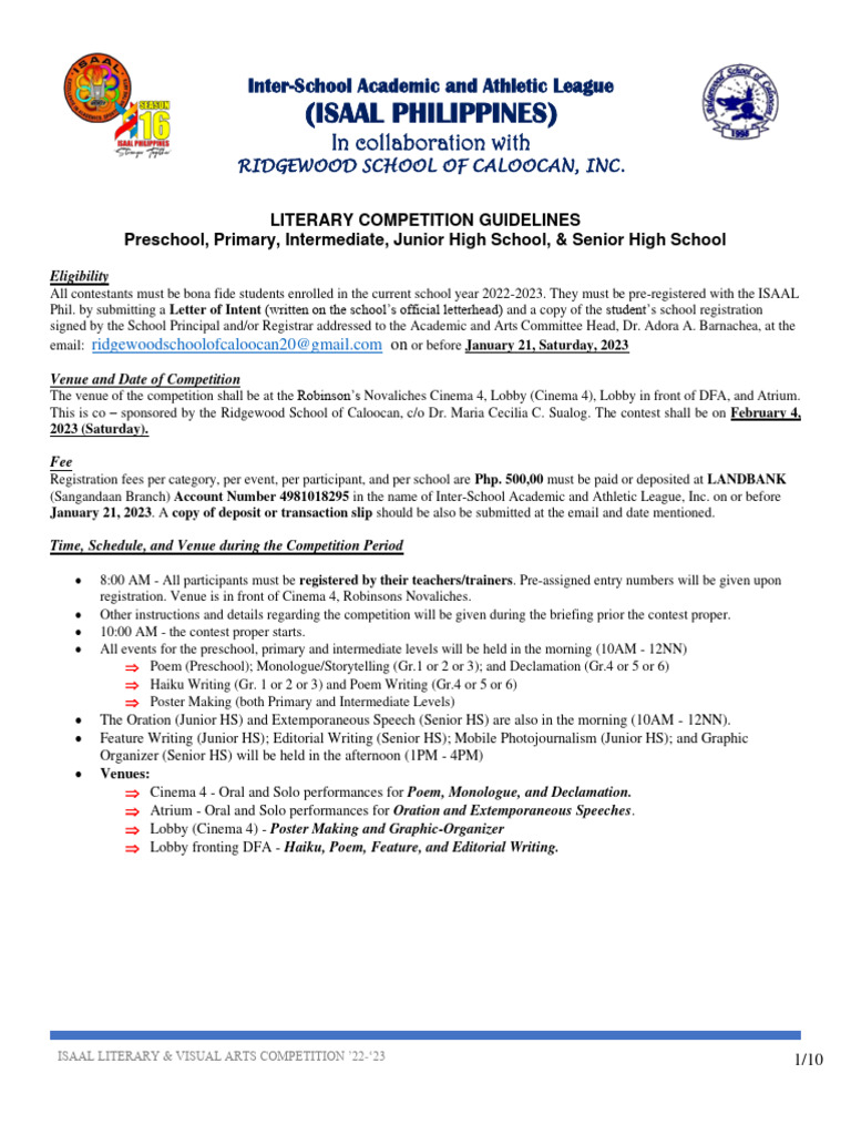Isaal 22 23 Literary Competion Guidelines 1 | PDF | Essays
