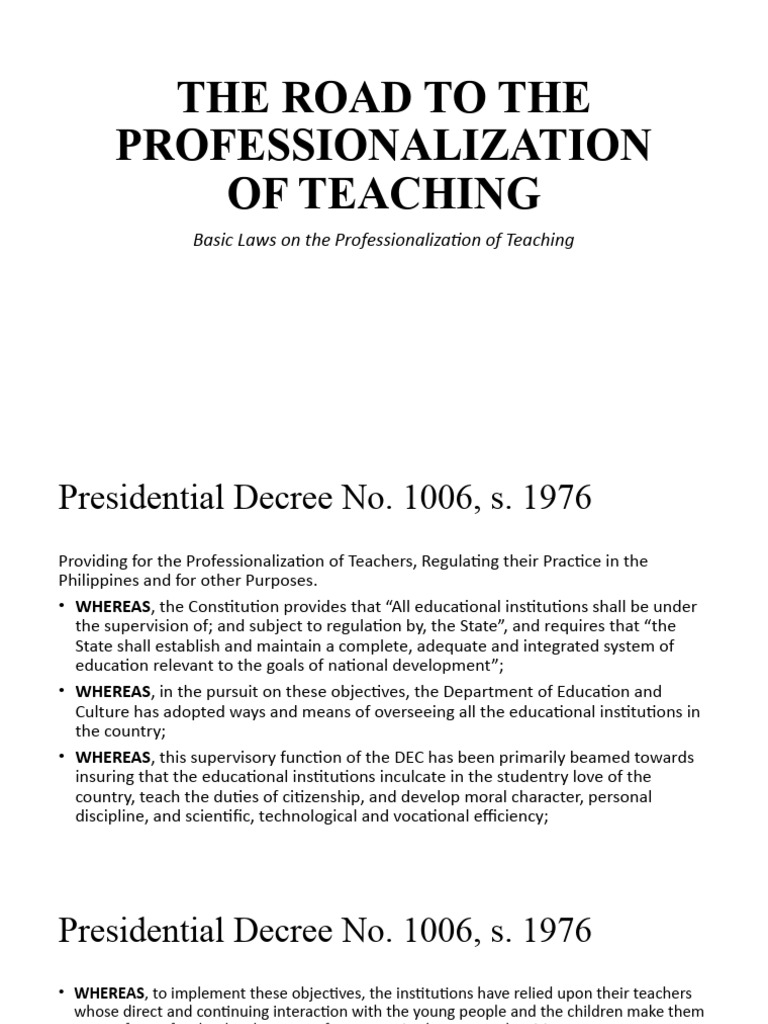 The Road To The Professionalization | PDF | Teachers | Licensure