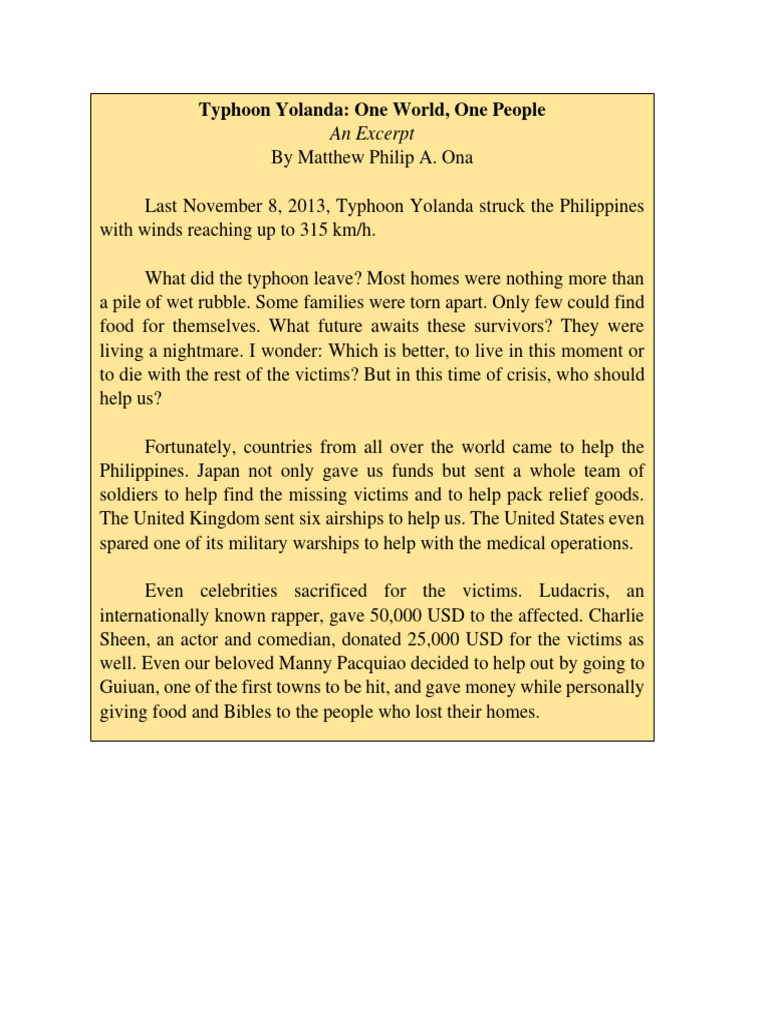 Typhoon Yolanda Selection | PDF
