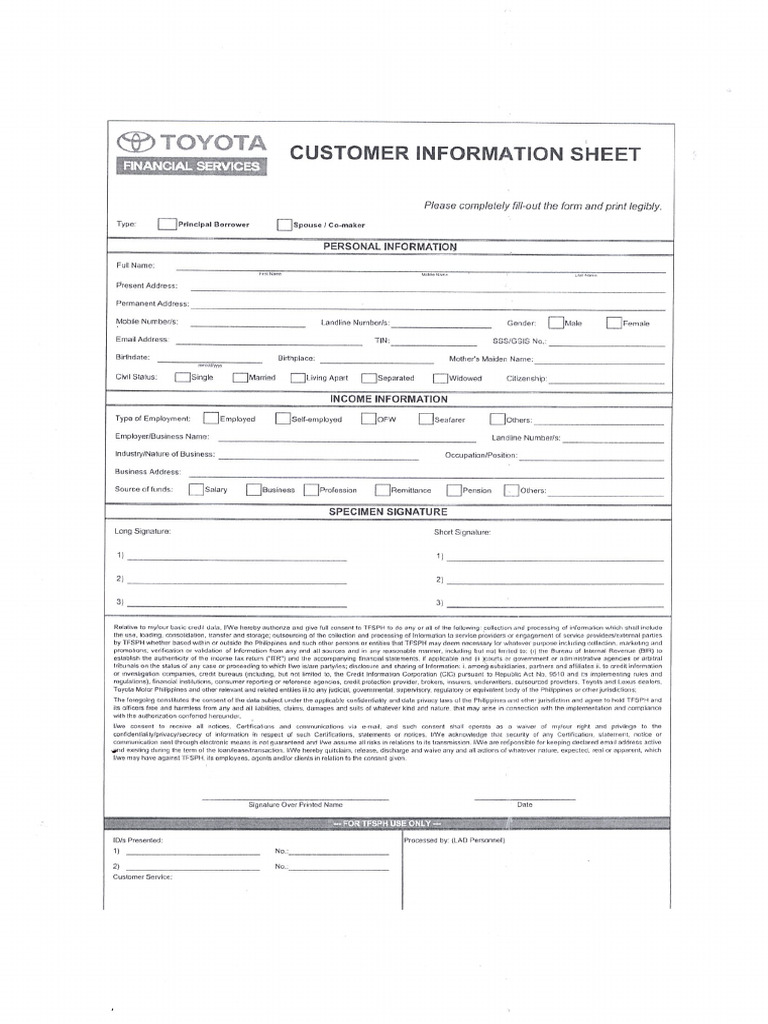 Customer Information Sheet | PDF