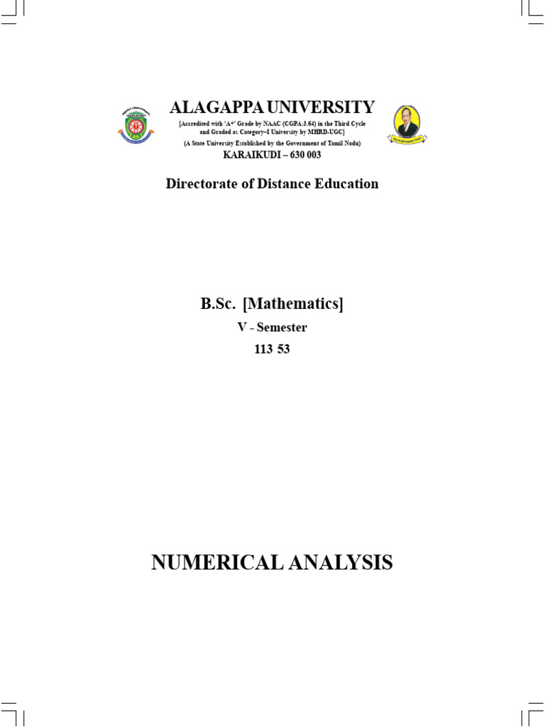 UG B.sc. Mathematics 113 53 BSc-Mathematics Numerical Analysis CRC 2329 | PDF | Numerical ...
