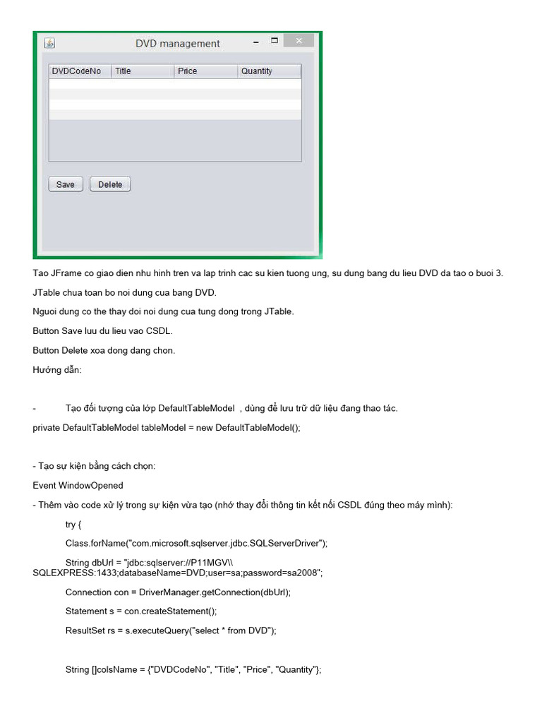 JTable Save Delete | PDF