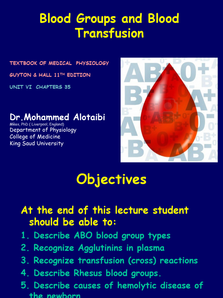 Blood Groups and Transfusion Basics | PDF | Blood Type | Blood Transfusion