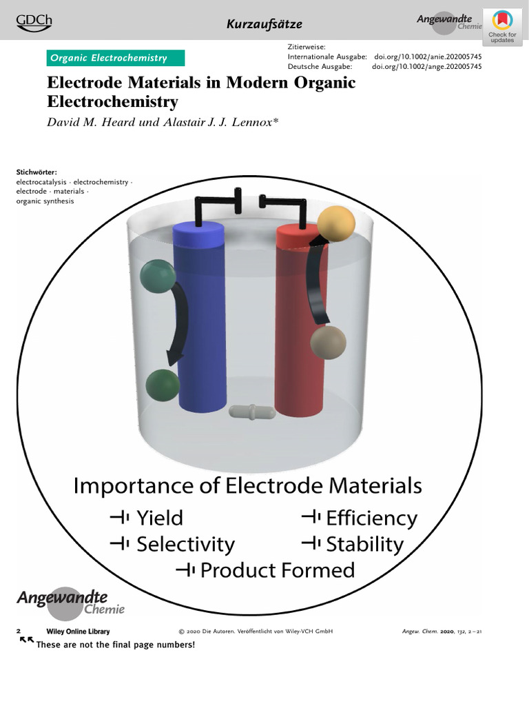 Electrode Materials in Organic Electrochemistry | PDF ...