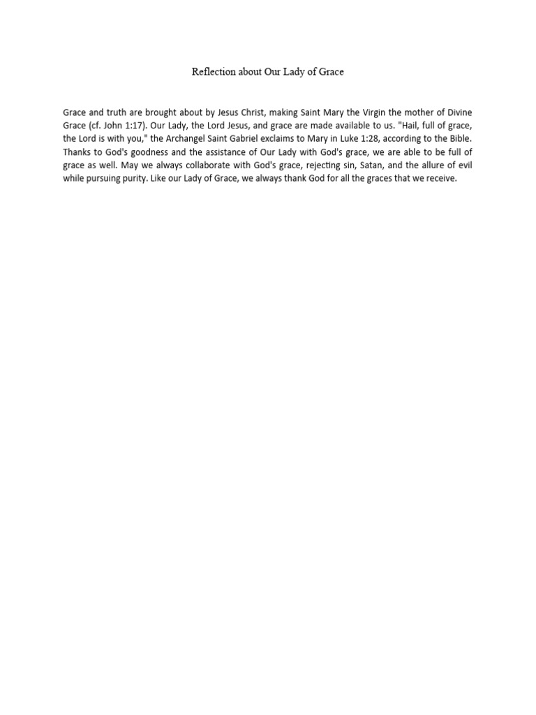 Reflection About Our Lady of Grace | PDF