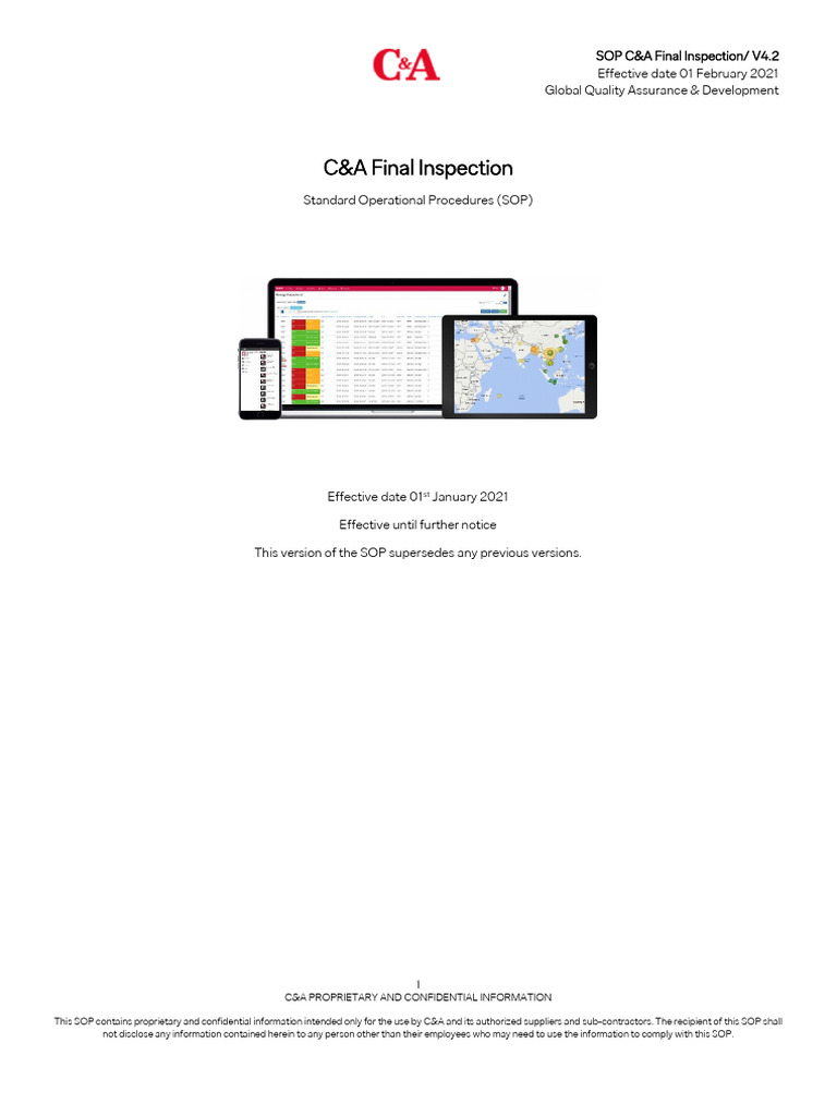 C&A Final Inspection SOP V4.2 | PDF | Quality Assurance | Regulatory ...