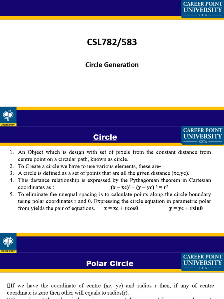 Circle Algo Lect-03 | Download Free PDF | Circle | Coordinate System Circle Algo Lect-03 | Download Free PDF | Circle | Coordinate System