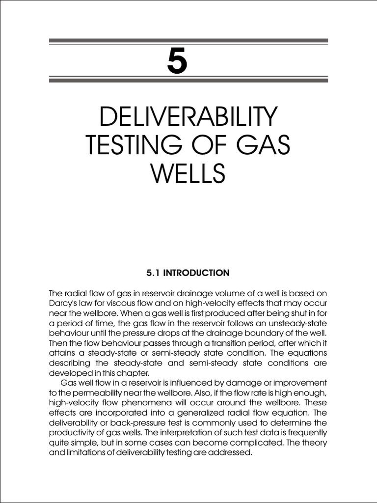 Deliverability Testing for Gas Wells | PDF | Fluid Dynamics | Gases