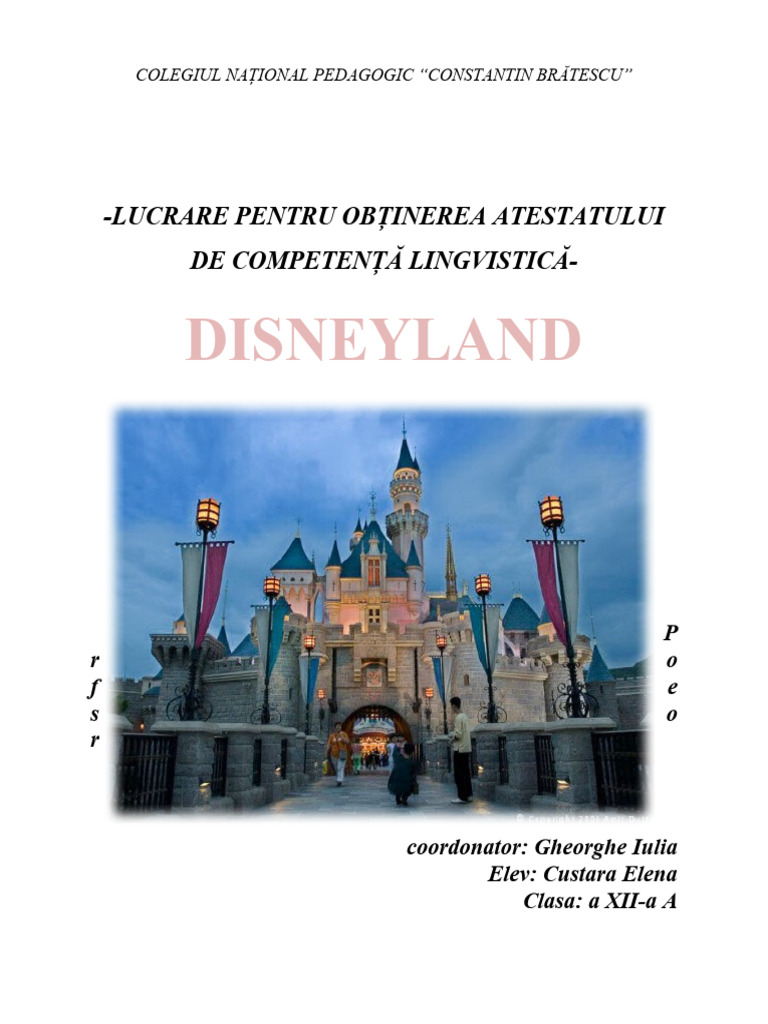 Disneyland Atestat | PDF | Disneyland | The Walt Disney Company Divisions