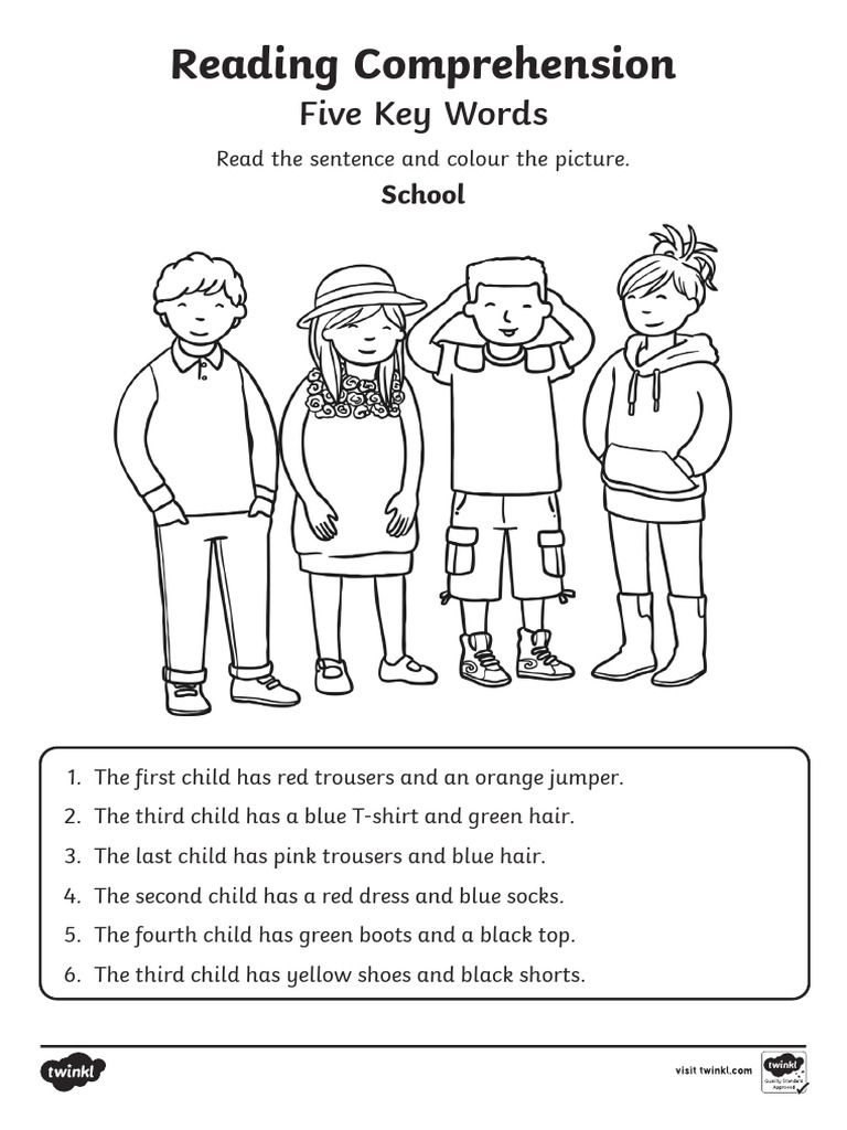 T e 754 Five Key Words Reading Comprehension Set 2 Activity Sheets ...