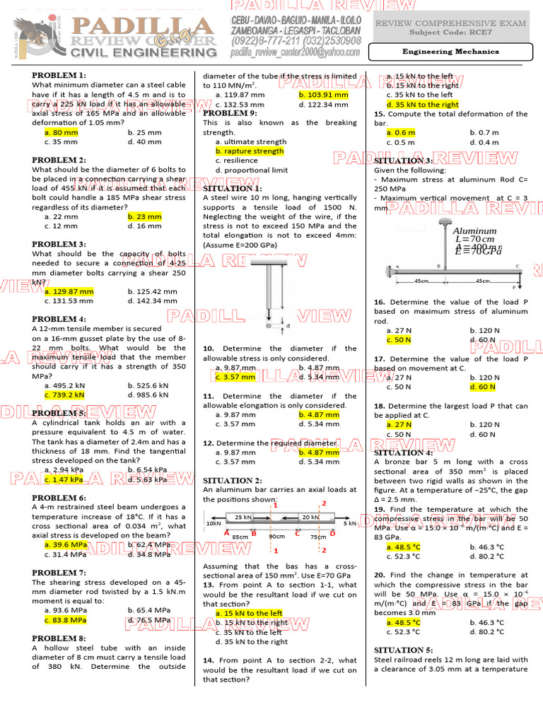 RCE7 - Engineering Mechanics (November 2022) Answer | PDF | Strength Of ...