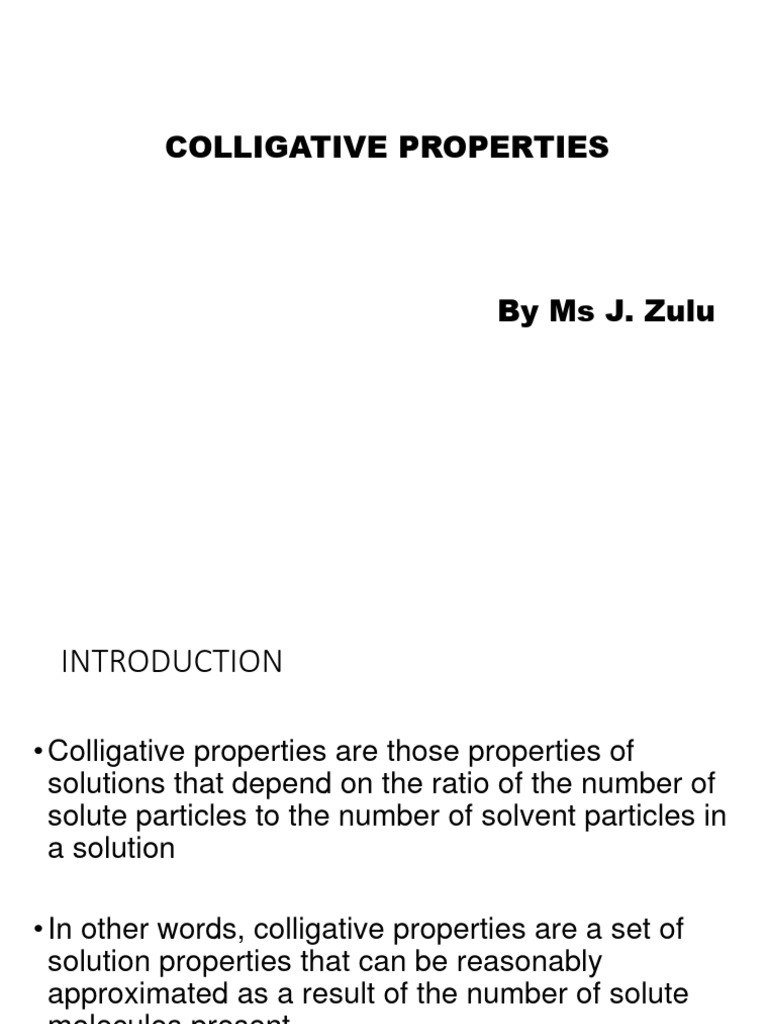 Unit 3 Colligative Properties | PDF | Osmosis | Vapor