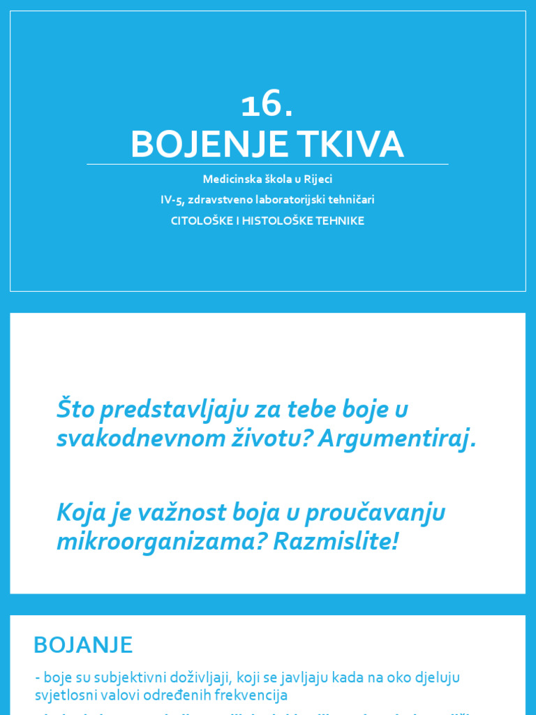 ZLT - Citološke I Histološke Tehnike - BOJENJE TKIVA - 4 R | PDF