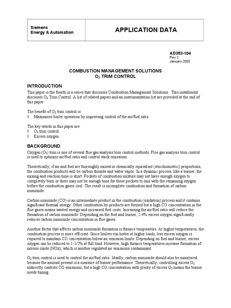 Maximizing Boiler Operation Through O2 Trim Control | PDF | Combustion ...
