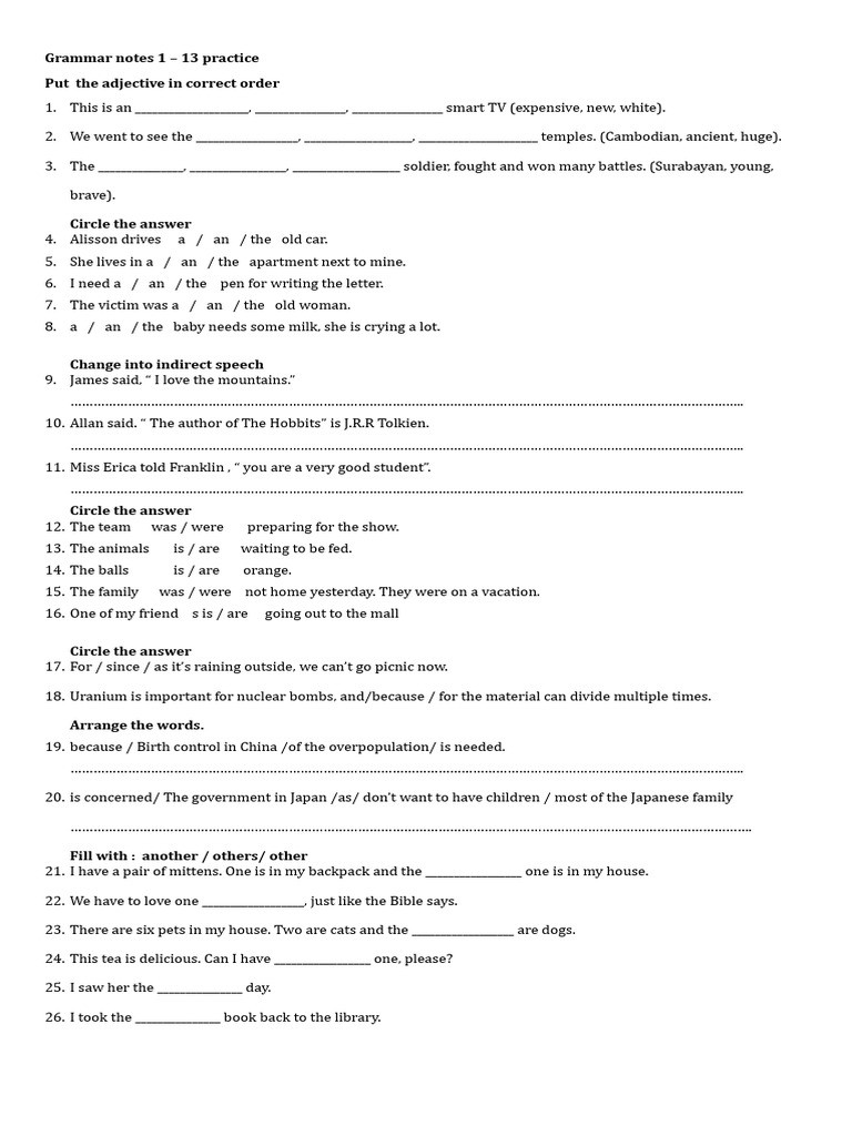 Grammar Notes Review | PDF | Linguistics