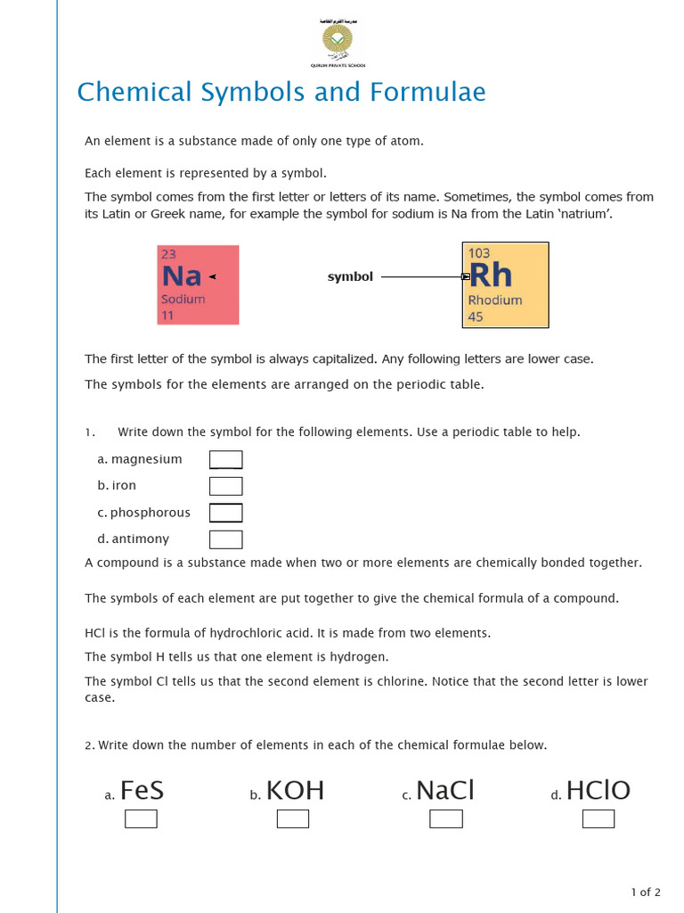 Understanding Chemical Symbols & Formulas | PDF | Chemical Elements ...