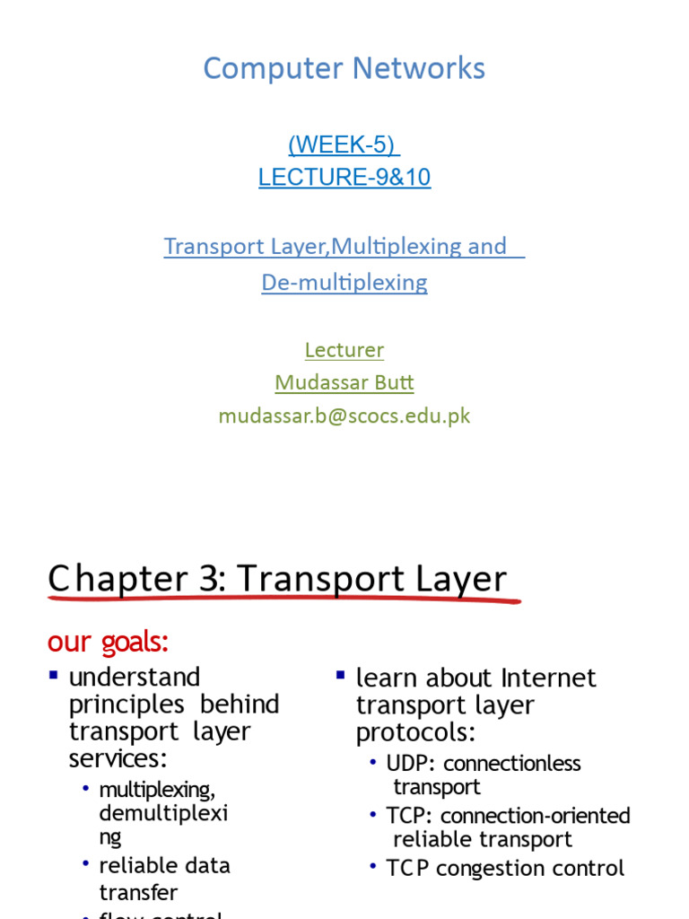 Week-5 Lecture 9-10 | PDF | Port (Computer Networking) | Transmission Control Protocol