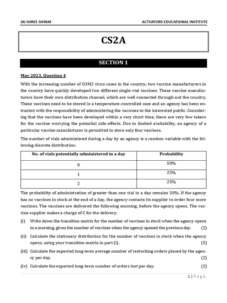 CS2A Masterclass IAI | PDF | Markov Chain | Statistical Theory