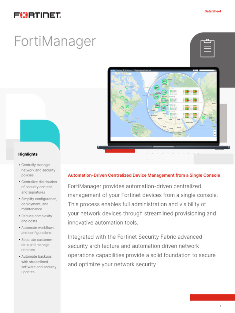 FortiManager Datasheet | Download Free PDF | Computer Network | Cloud Computing