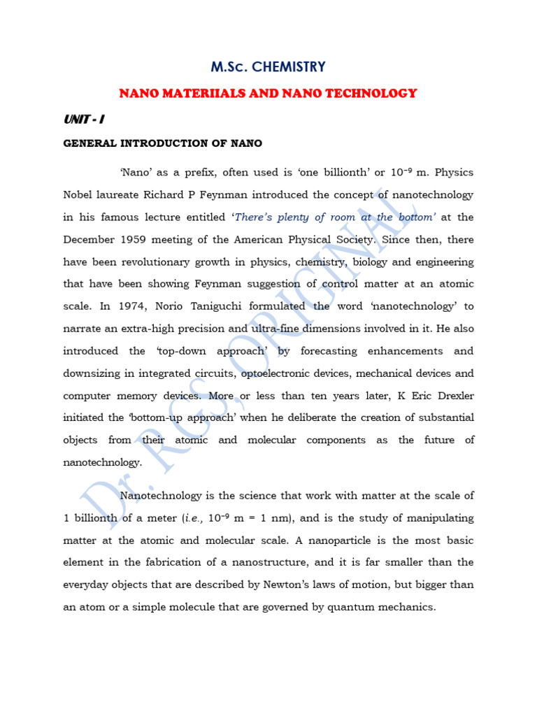 PG Nano Notes Print. | Download Free PDF | Nanotechnology | Nanoparticle