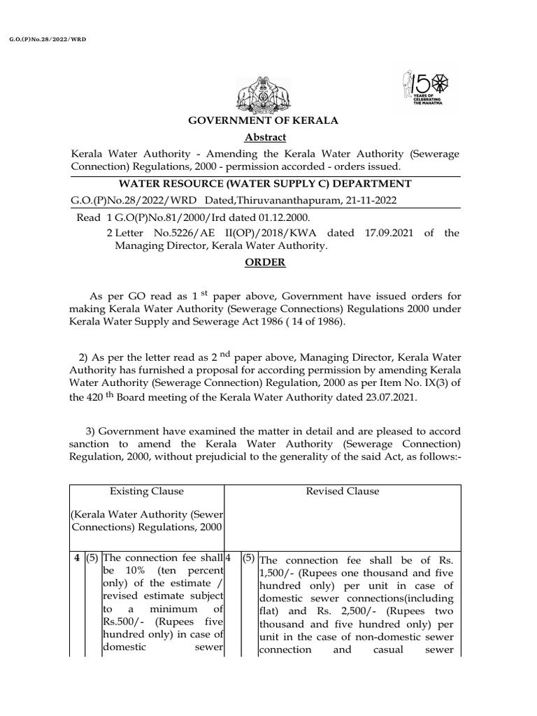 Connection Fee G.O.P.No.28.2022.WRD, 21-11-2022 | PDF | Water And ...