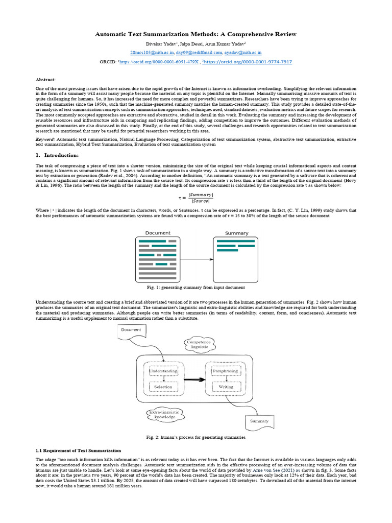 Automatic Text Summarization Methods: A Comprehensive Review | PDF ...