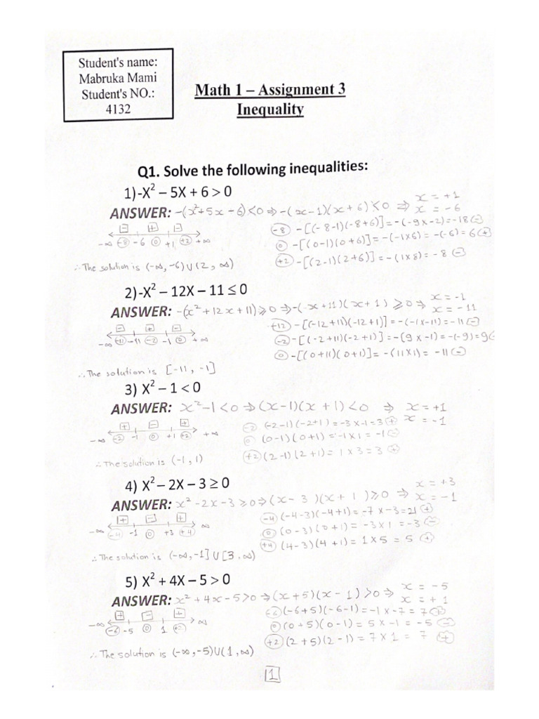 Math 1 3rd Assignment LIMU | PDF