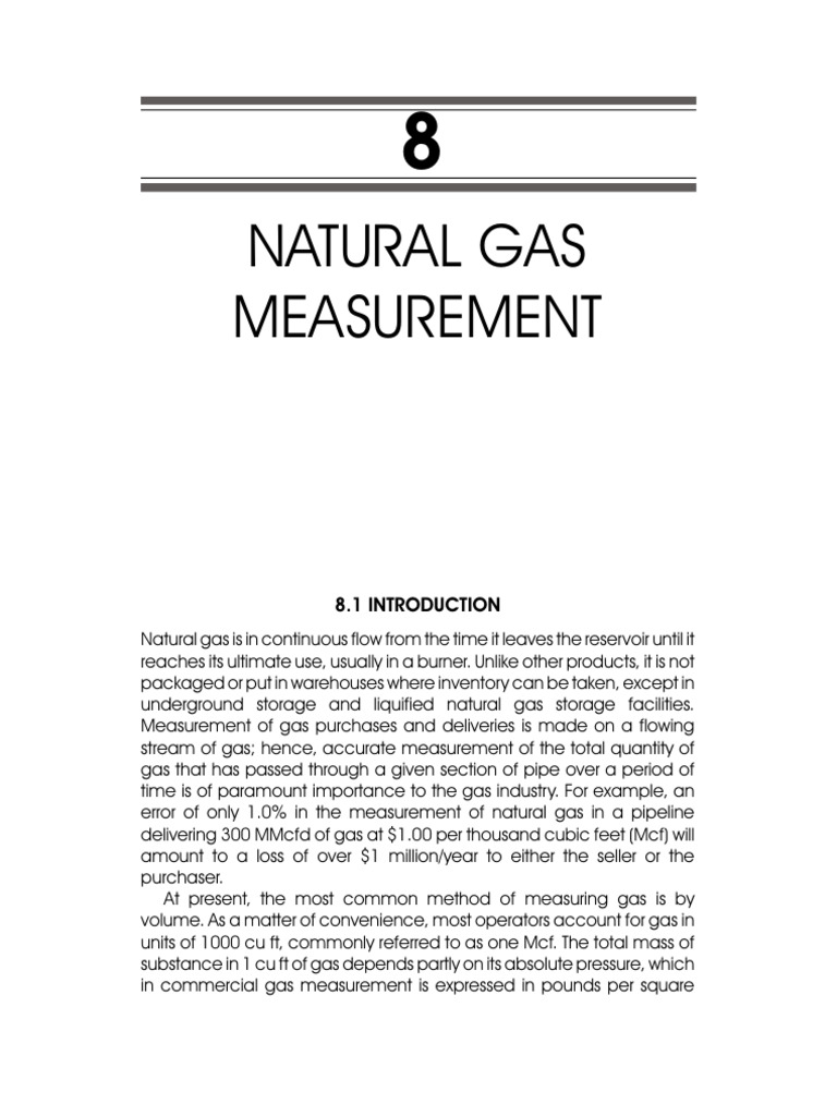 Chapter 8 Natural Gas Measurement Pdf Gases Pressure