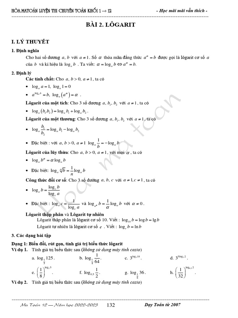 Bài 2 Lôgarit | PDF