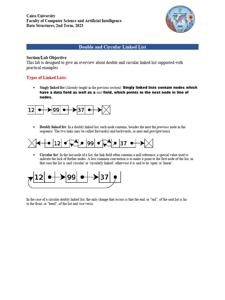 Lab4 LinkedList Doubly Circular | PDF | Computing | Computer Science