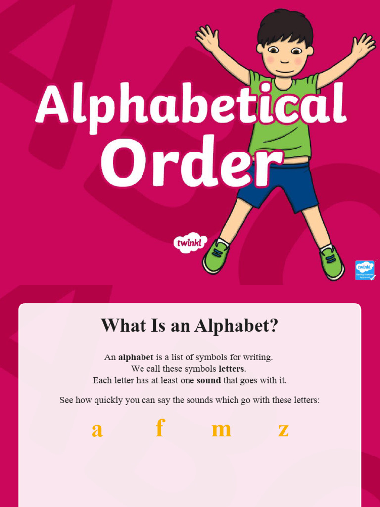 Alphabetical Ordering PowerPoint | PDF | Notation | Writing