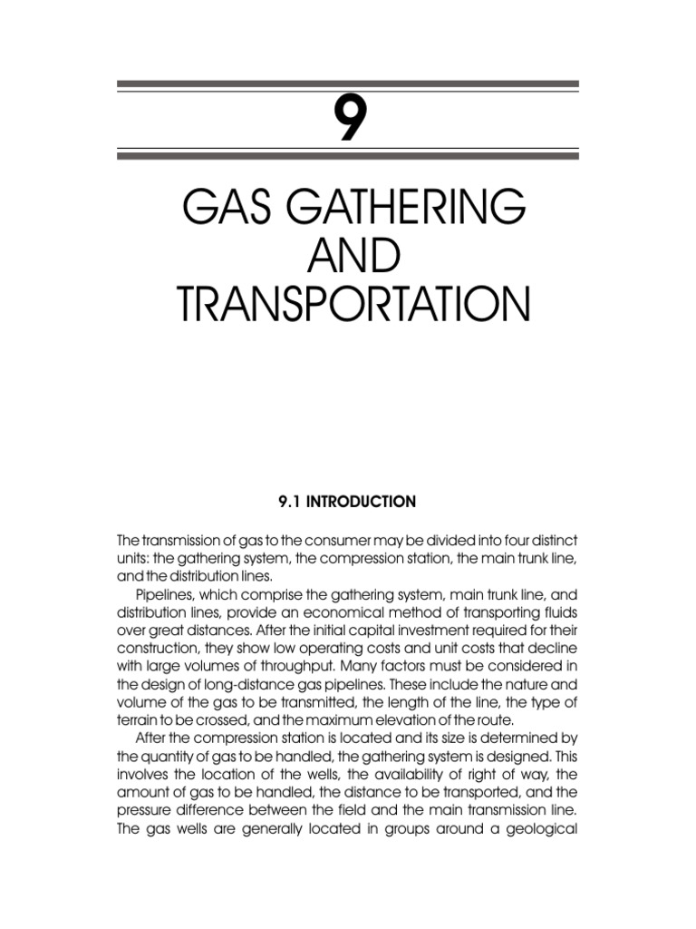 CHAPTER 9 Gas Gathering & Transportation | PDF | Fluid Dynamics | Reynolds Number