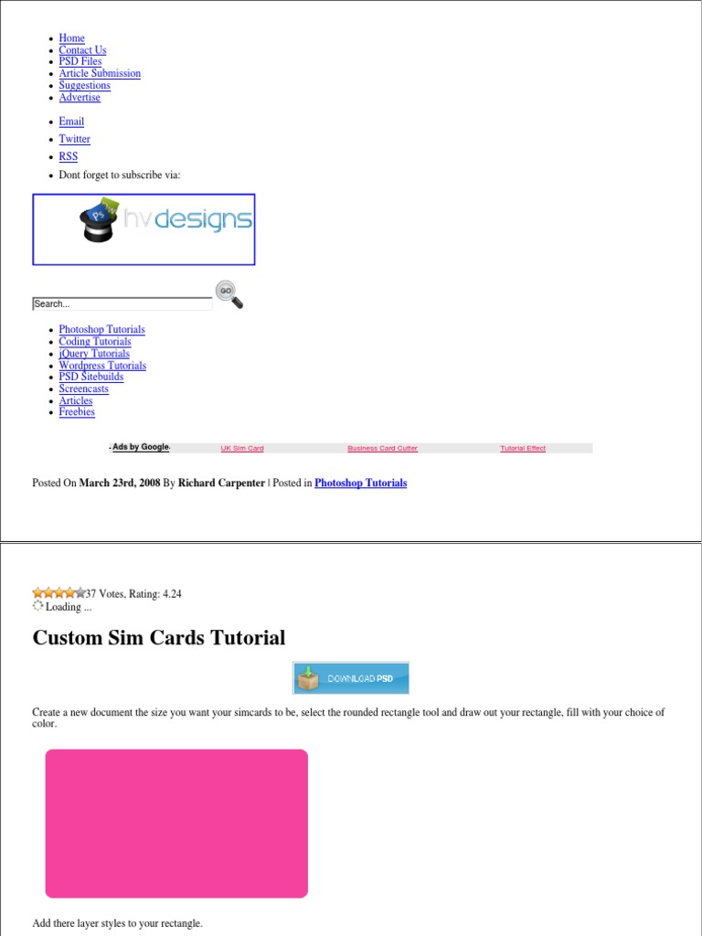 Custom Sim Cards Tutorial | PDF | Adobe Photoshop | Subscriber Identity ...